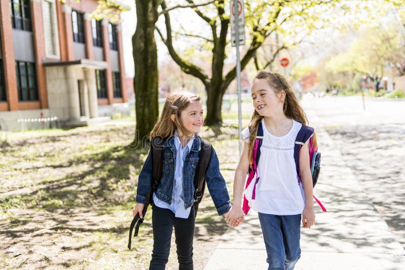 Two Students Outside at School Standing Together Stock Photo - Image of ...