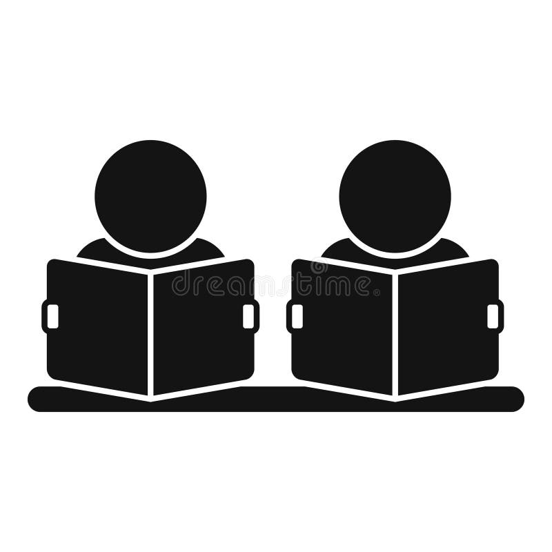 Two Students Reading Books Icon, Education Concept Stock Illustration ...