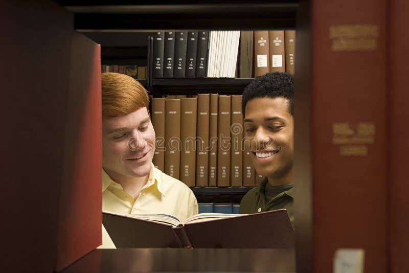 Two Students Reading in the Library Stock Image - Image of encyclopedia ...