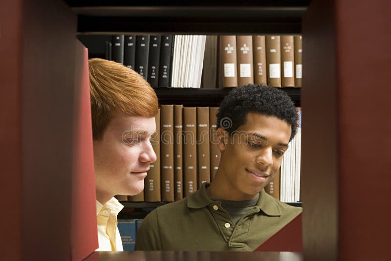 Two Students Reading in the Library Stock Photo - Image of ethnicity ...