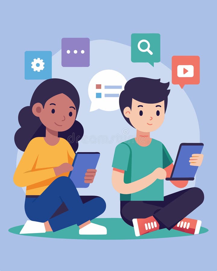 Two Students Sit Side by Side One Patiently Explaining a Tricky Coding ...