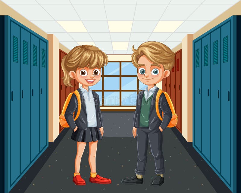 Two students standing stock vector. Illustration of friend - 331060452