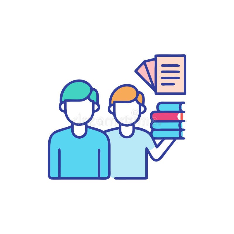 Students Studying with Books and Documents in Vector Illustration Stock Image - Illustration of ...