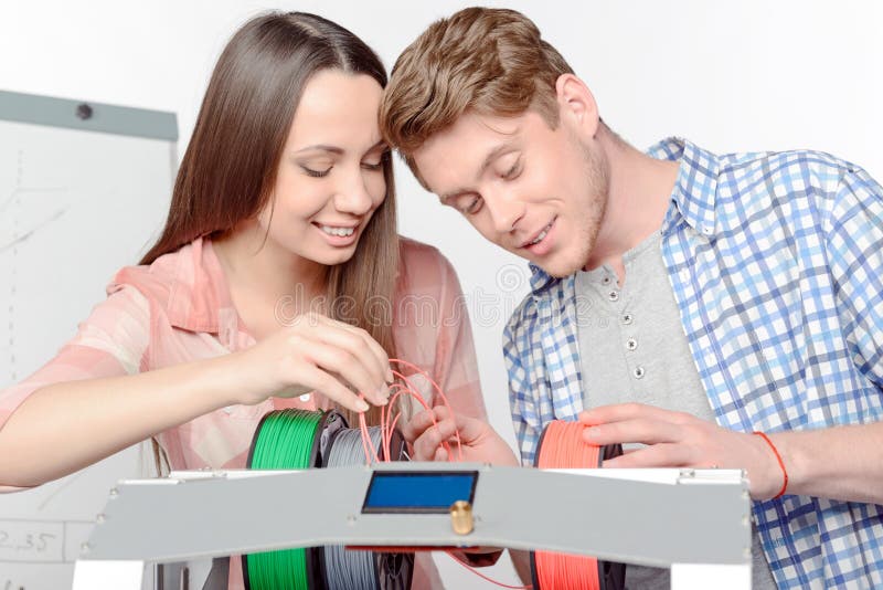 Two Students with Three-dimensional Printer Stock Image - Image of ...