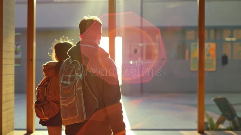 Two Students Walking Out of School Building Stock Video - Video of ...