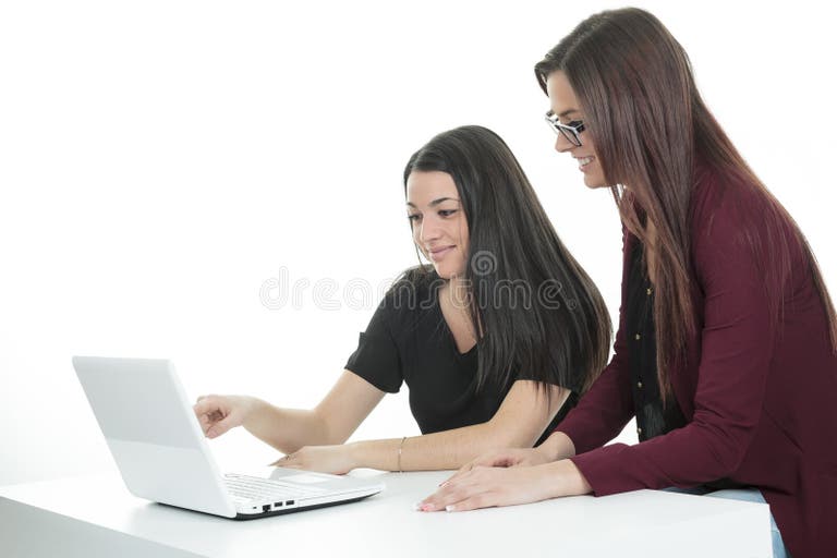 Two students work computer stock image. Image of working - 50527115