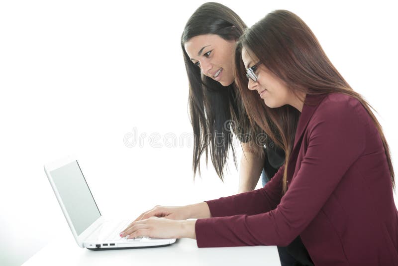 Two students work computer stock photo. Image of laptop - 50527528