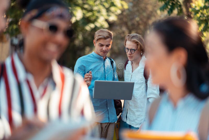 Two Students Working on Their Project on Laptop. Stock Photo - Image of ...