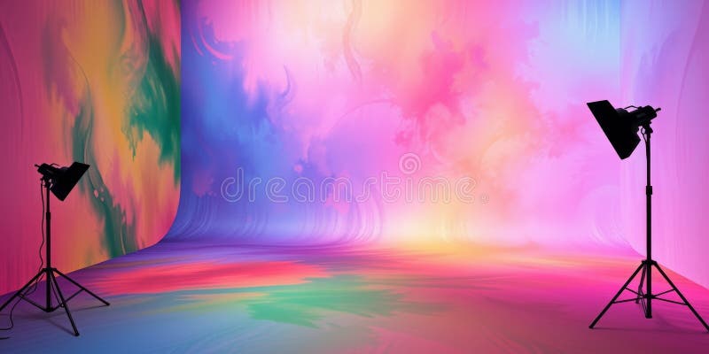 Two Studio Lights in a Colorful Room Stock Illustration - Illustration ...