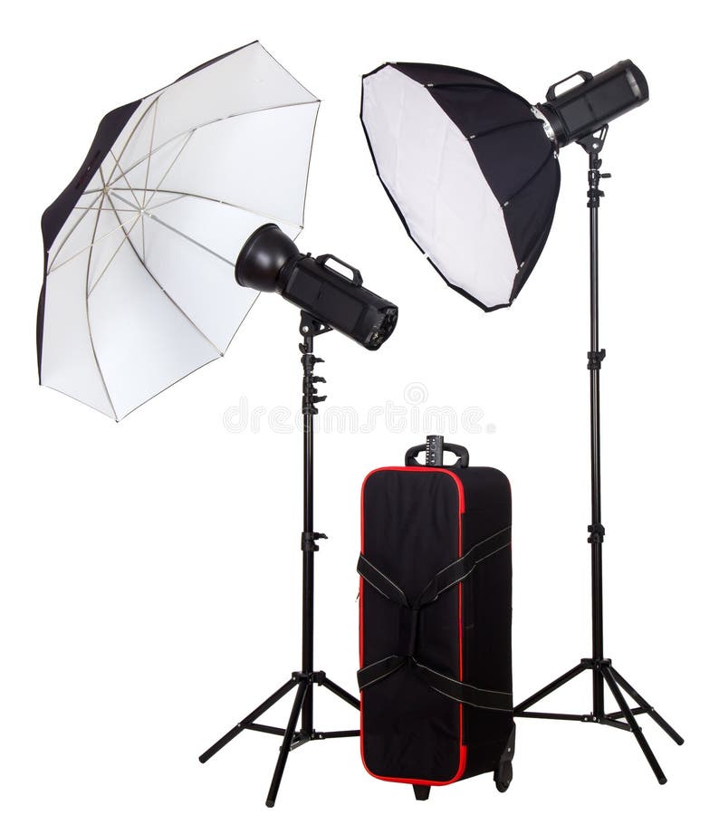 Studio Strobe with Umbrella Isolated Stock Image - Image of illuminated ...