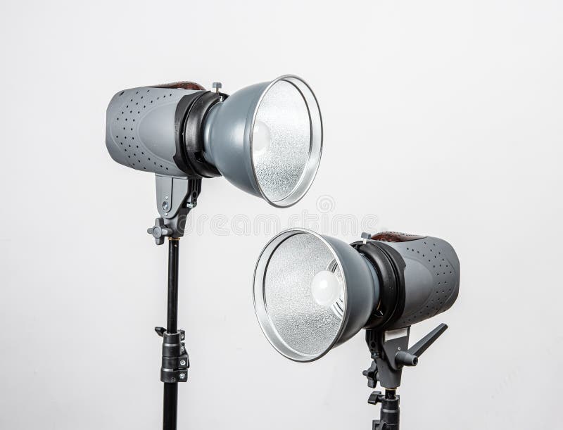 Two Studio Strobe Lights on Light Stands Stock Image - Image of ...