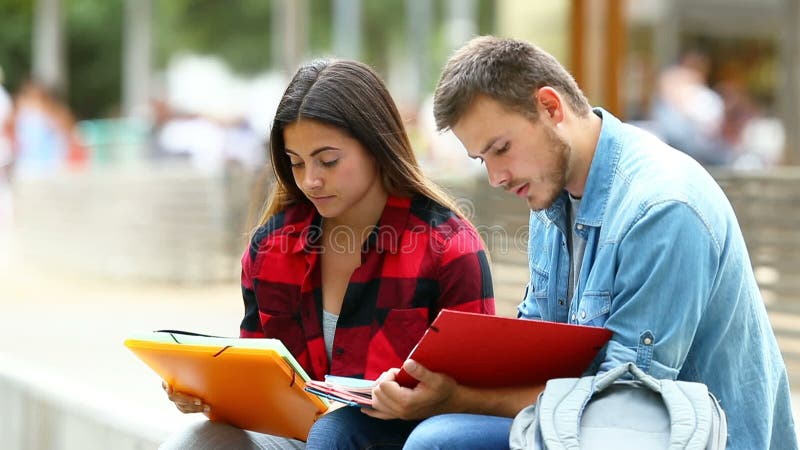 Two Students Memorizing Notes in a Park Stock Footage - Video of ...