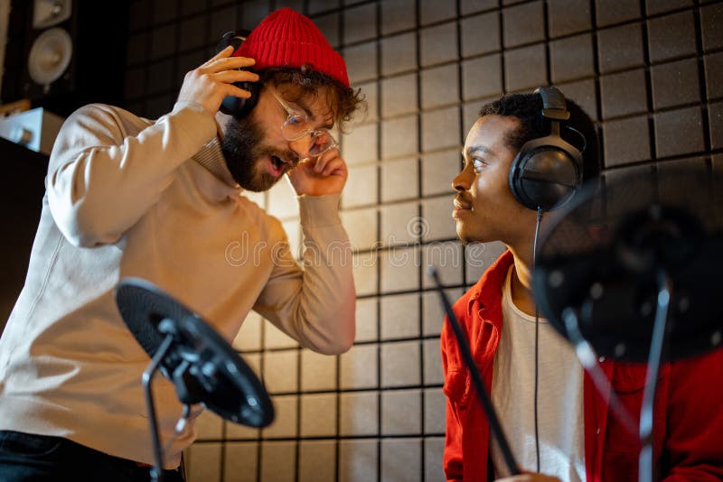 Men Playing Electric Drums at Home Sstudio Stock Photo - Image of ...