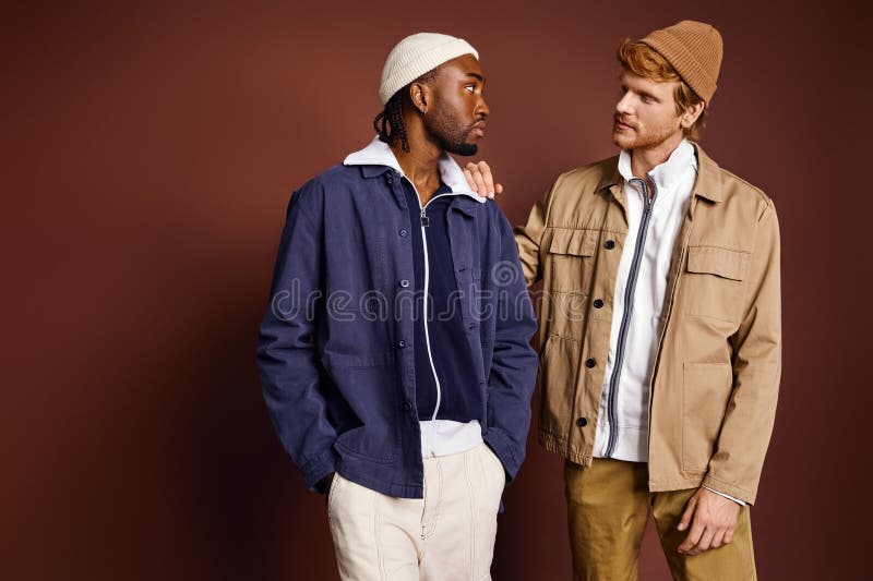 Two Stylish Multicultural Men Pose Elegantly Stock Photos - Free ...