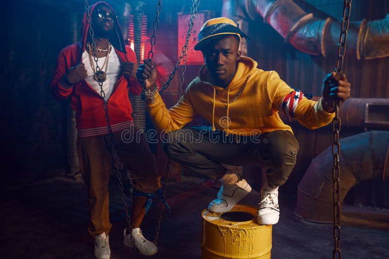 Two Stylish Rappers Dancing in Studio Stock Photo - Image of urban ...