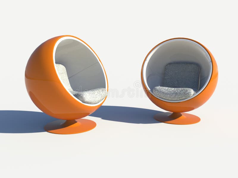 Two Stylish Round Orange Armchairs Stock Illustration - Illustration of ...