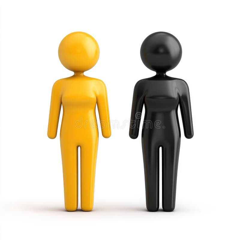 Yellow and Black 3D Human Figures Representing Diversity and Teamwork ...