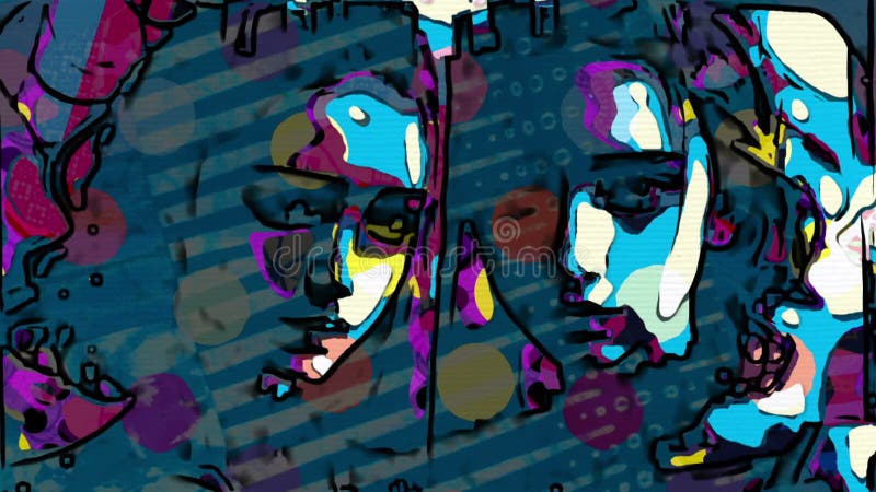 Two Stylized Figures Engage in a Dynamic Moment, Surrounded by Vivid ...