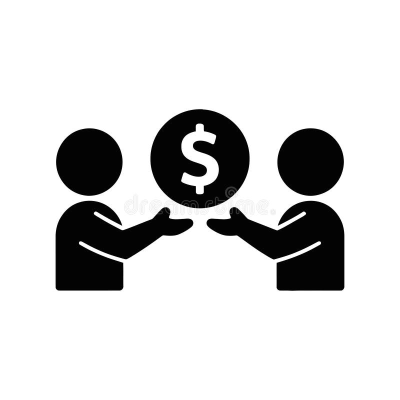 Two Stylized Figures Exchange a Large Coin Featuring a Dollar Sign ...