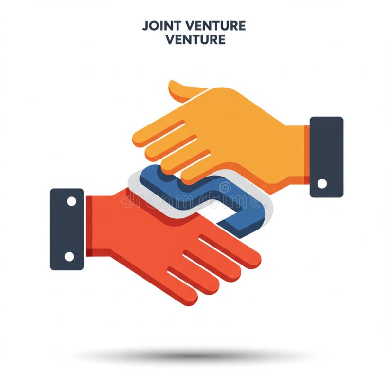 Two Stylized Hands, One Orange and One Red, Engage in a Handshake ...