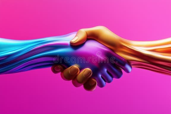 Two Stylized Hands Shake, Symbolizing Unity and Collaboration. Bright ...