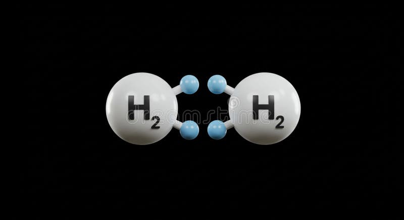 Two Stylized Hydrogen Molecules, Each Consisting of Two White Spheres ...