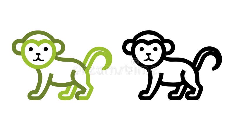 Two Stylized Monkeys Icon, Primate Pair, Vector Design Generative AI ...