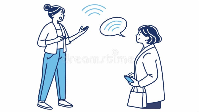 Two Stylized People Engaged in Conversation, Communication Depicted ...