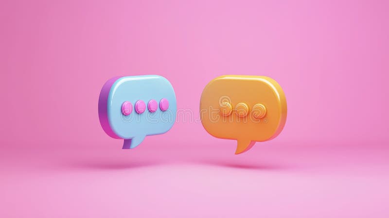Colorful Speech Bubbles Representing Communication on a Vibrant Pink ...