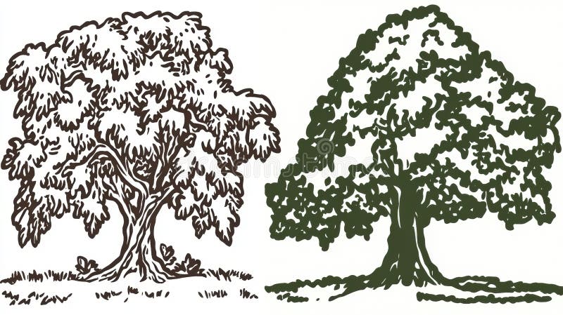 Dual Tree Illustration stock illustration. Illustration of hand - 367690949