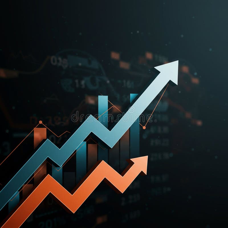 Two Stylized Upward-pointing Arrows, One Blue and One Orange, Overlap ...