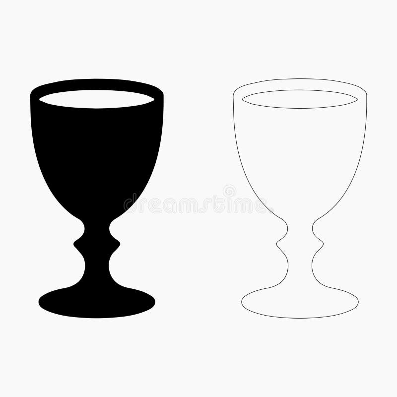 Two Stylized Wine Glasses, One Solid Black, One Outline Stock Illustration - Illustration of ...