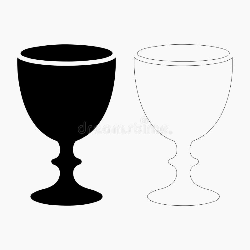 Two Stylized Wine Glasses, One Solid Black, One Outline Stock Illustration - Illustration of ...