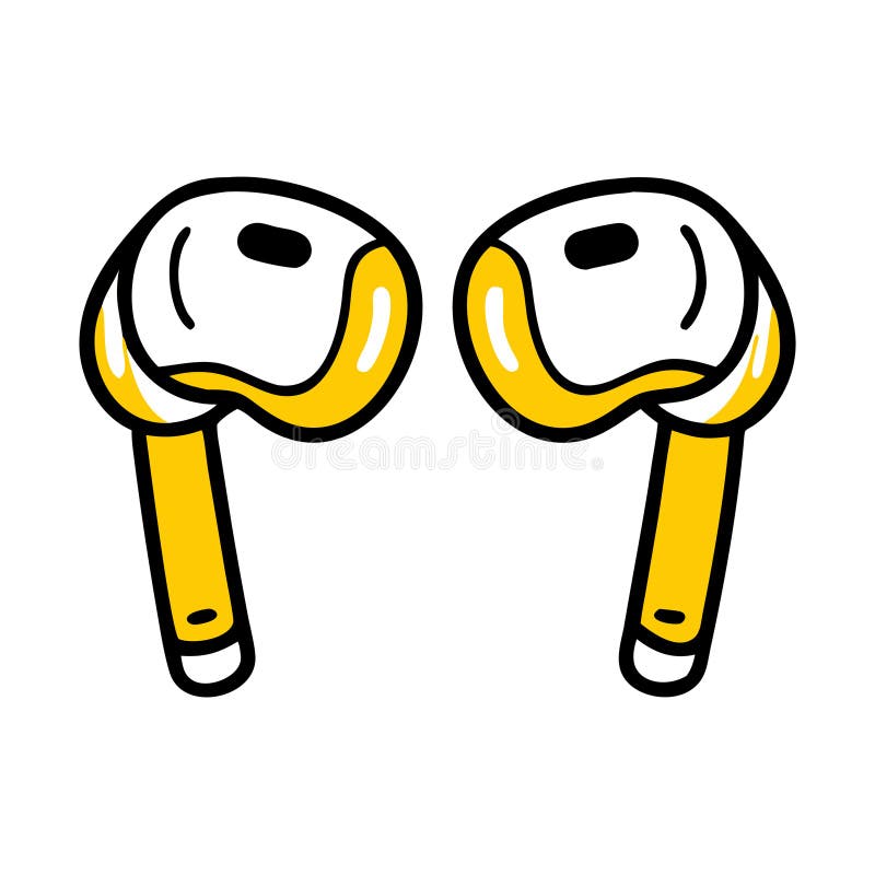 Two Stylized Wireless Earbuds are Depicted in Yellow Stock Image ...