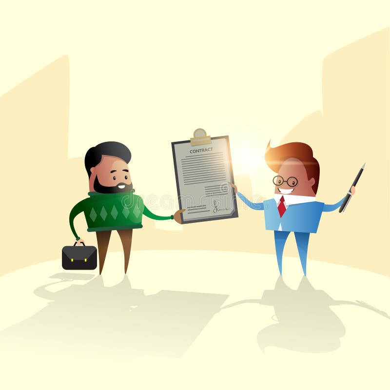 Two Successful Business Man Hold Contract Sign Document Folder ...