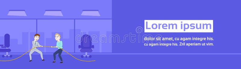 Two Successful Business Man Pulling Rope Competition Concept Horizontal ...