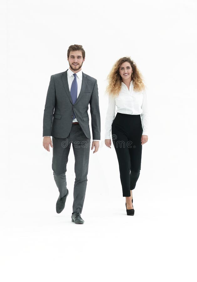 Two Successful Employee Confidently Go Forward Stock Image - Image of ...