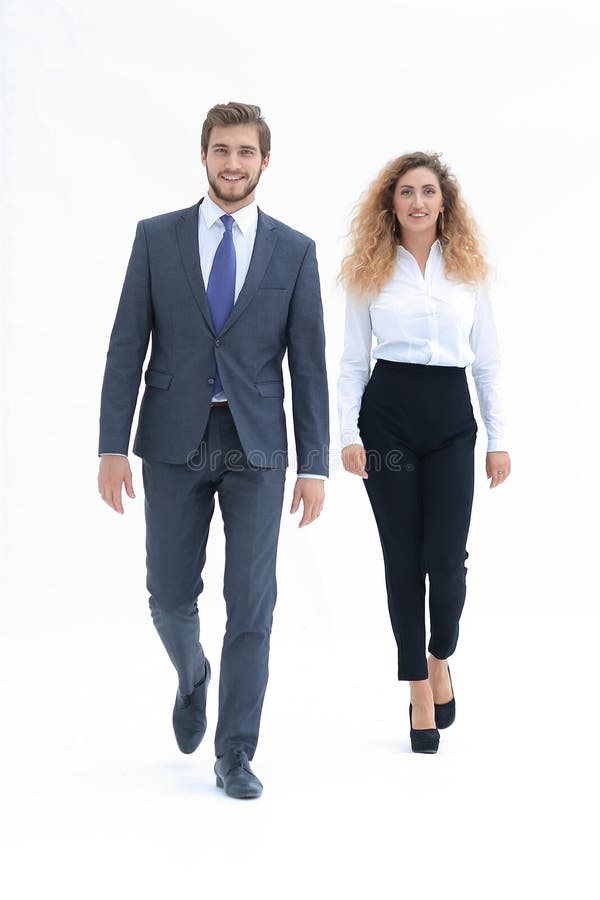 Two Successful Employee Confidently Go Forward Stock Photo - Image of ...