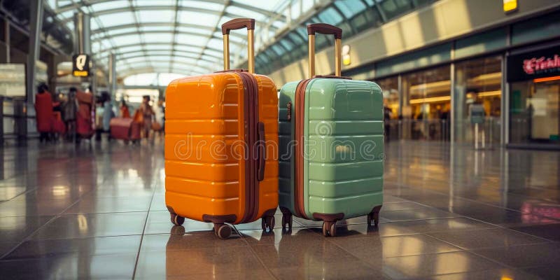 Two Suitcases at the Airport or Train Station. Generative AI Stock ...