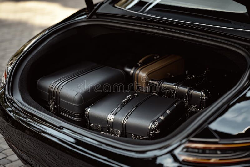 Two Suitcases Stored in the Trunk of a Vehicle, Ideal for Travel or ...
