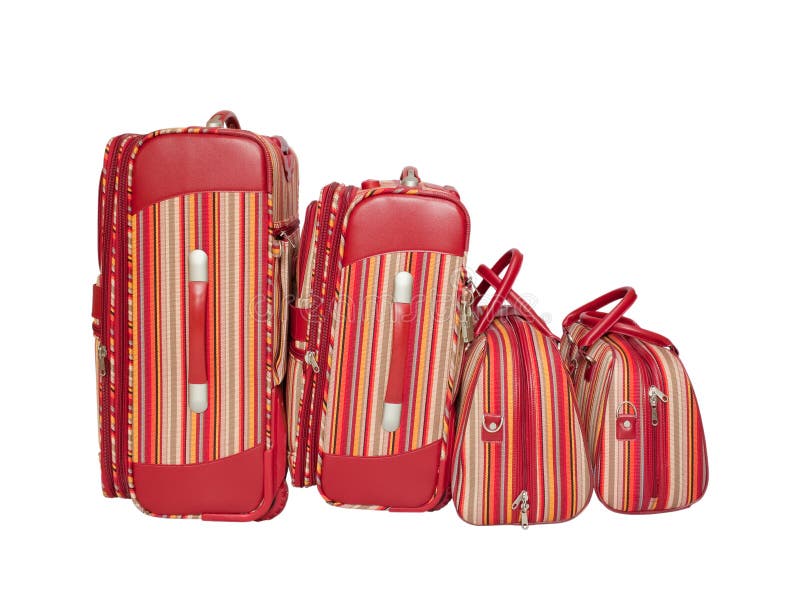 Two Suitcases and Two Handbags. Stock Image - Image of buckle, white ...