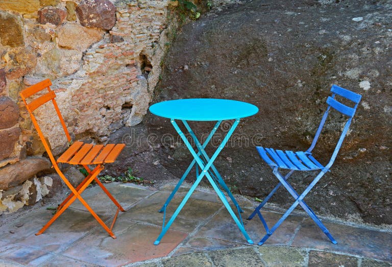 Two Summer Chairs and a Table Stock Image - Image of multicolored ...