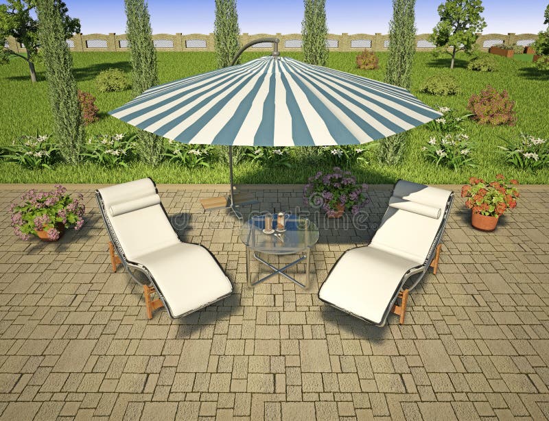 Two sun beds stock illustration. Illustration of couple - 63154992