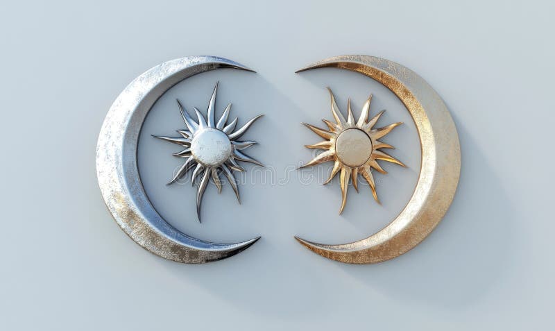 Two Suns and a Moon are Shown in a Close Up Stock Illustration ...