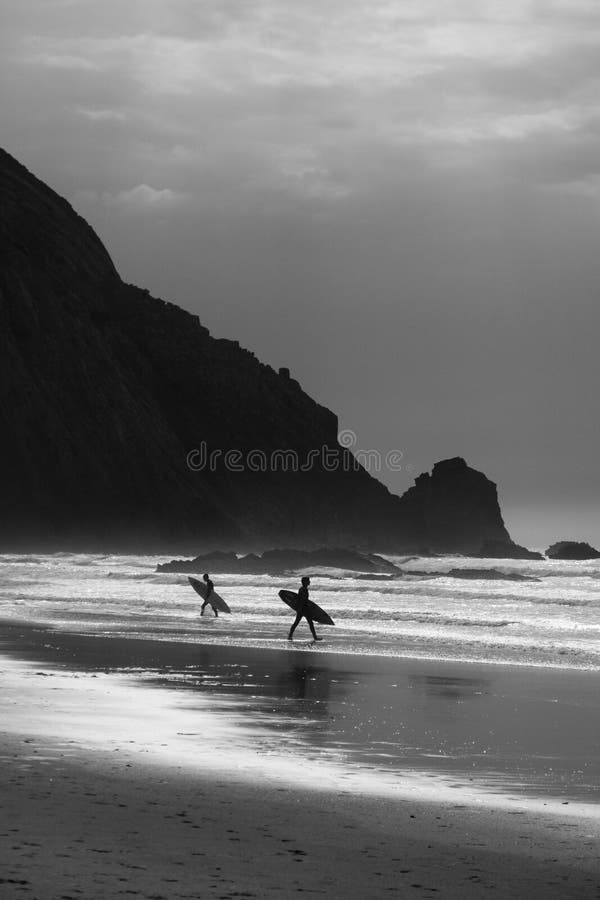 Two surfers stock photo. Image of sand, dark, water, sport - 14244308