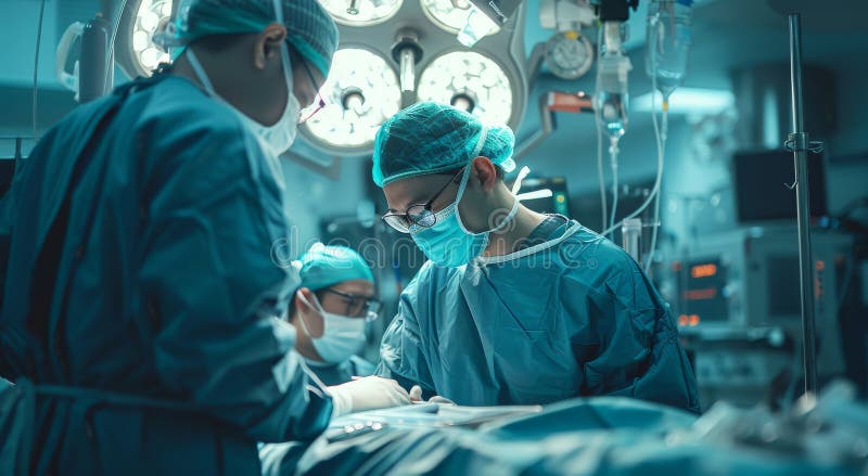 Surgeons Performing Complex Operation in Modern Operating Room Under ...