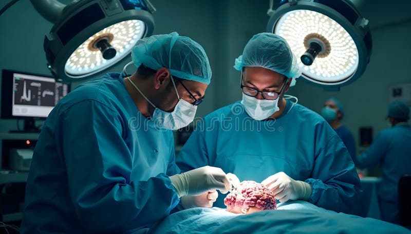 Two Surgeons in Operating Room Performing Delicate Surgery Stock ...