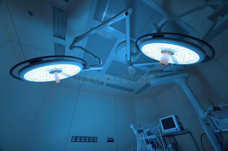 Two Surgical Lamps in Operation Room Stock Photo - Image of surgeon ...