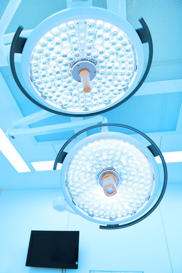 Two Surgical Lamps in Operation Room Stock Photo - Image of operative ...