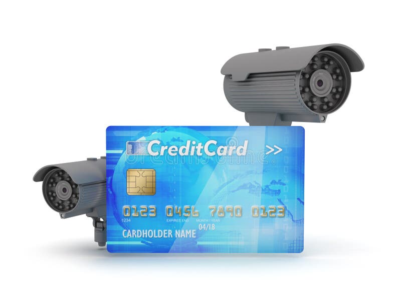 Two Surveillance Cameras and Credit Card Stock Illustration ...